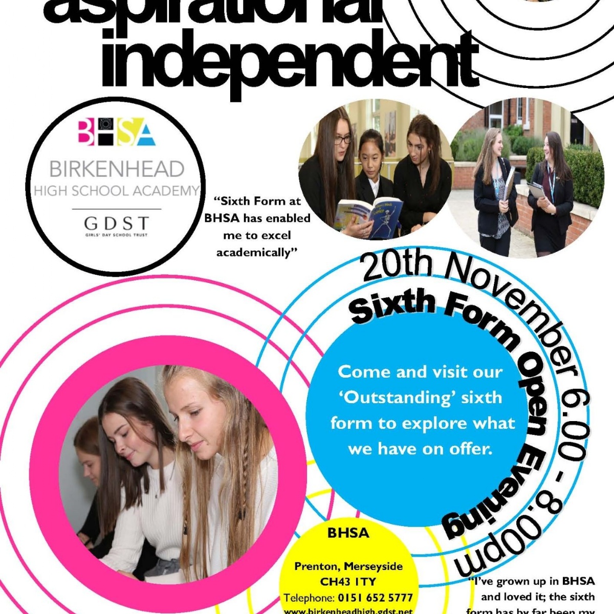 BHSA Sixth form Open Evening 20th November - Birkenhead High School Academy
